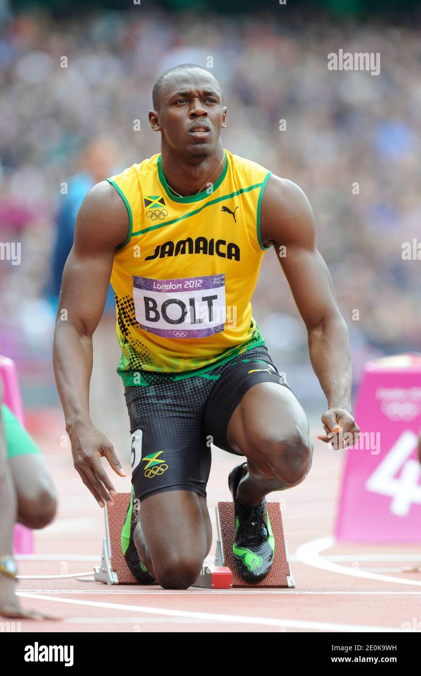 Jamaica's Usain Bolt at the start of the heats of the 200 Meters Men at ...