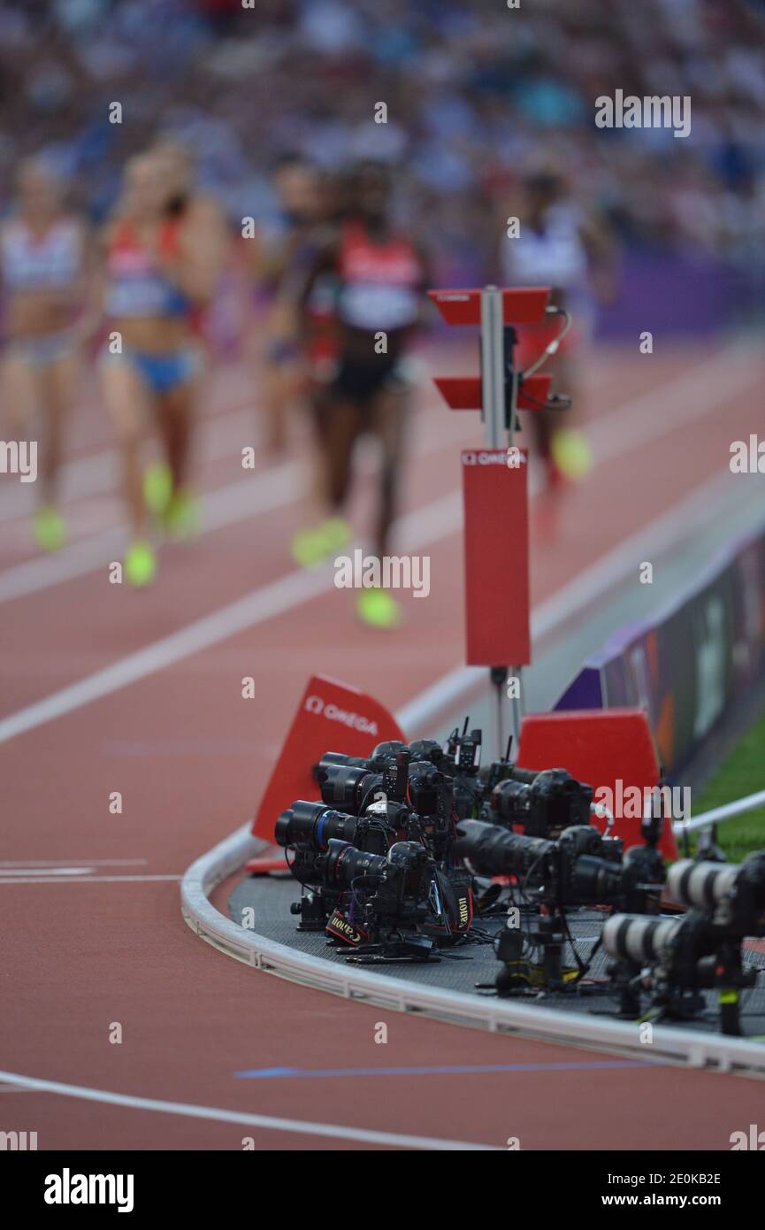 Atmosphere with photographer's Camera and remote at the finish line at ...
