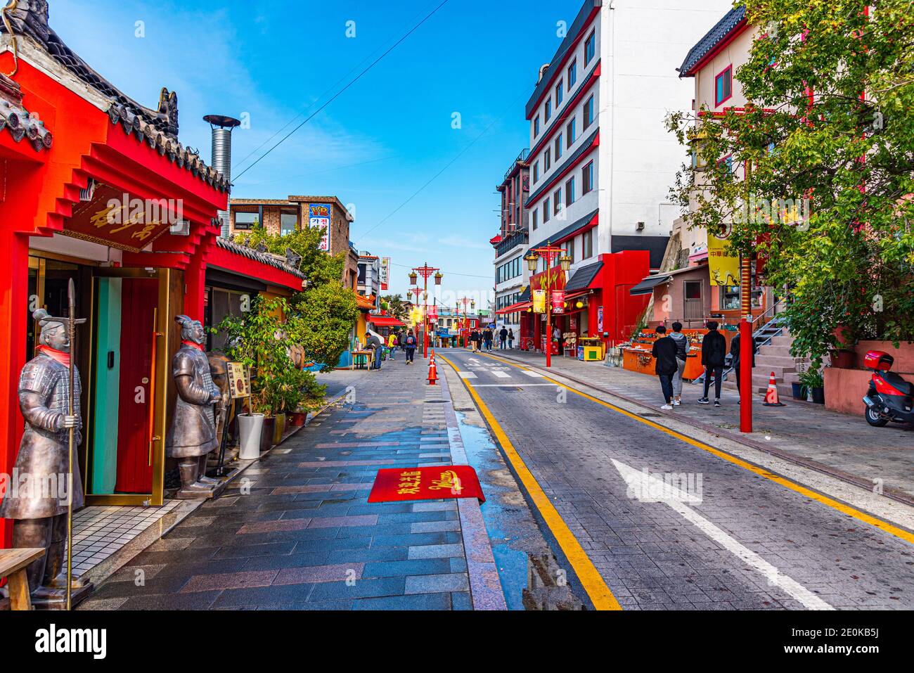 INCHEON, KOREA, OCTOBER 25, 2019: People are walking through Chinatown ...