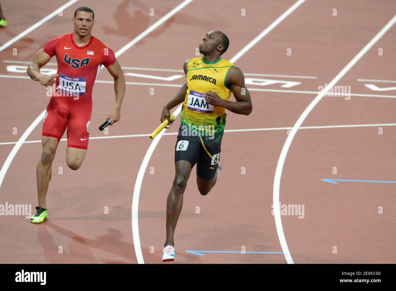 Jamaica's team with Usain Bolt, Yohan Blake,Michael Frater and Nester ...