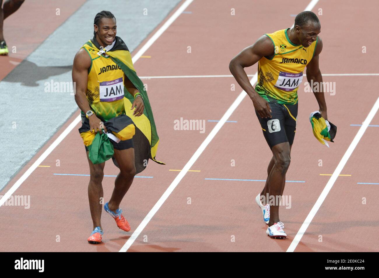 Jamaica's team with Usain Bolt, Yohan Blake,Michael Frater and Nester ...