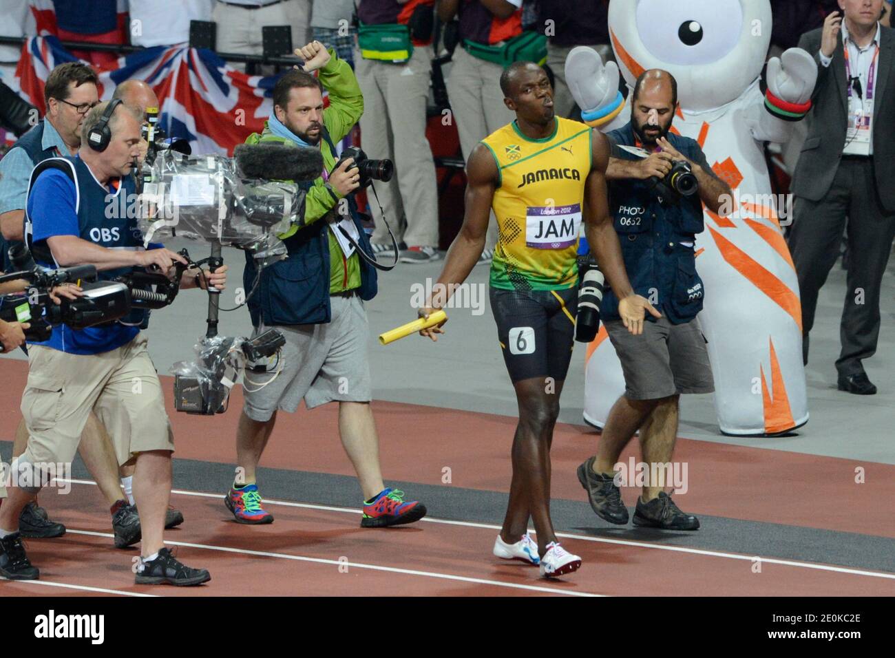 Jamaica's team with Usain Bolt, Yohan Blake,Michael Frater and Nester ...