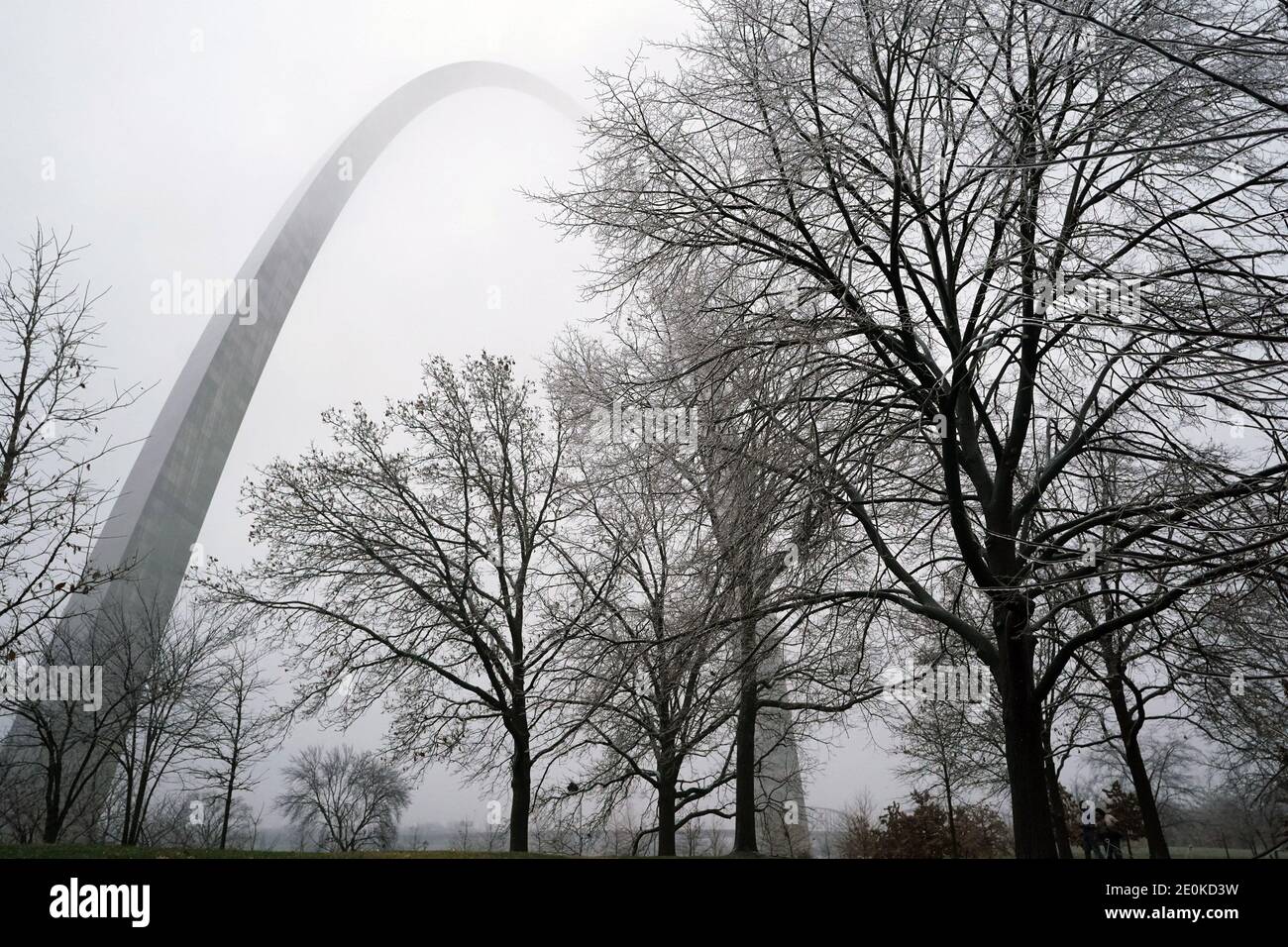 St. Louis, United States. 01st Jan, 2021. A thin coat of ice clings to ...