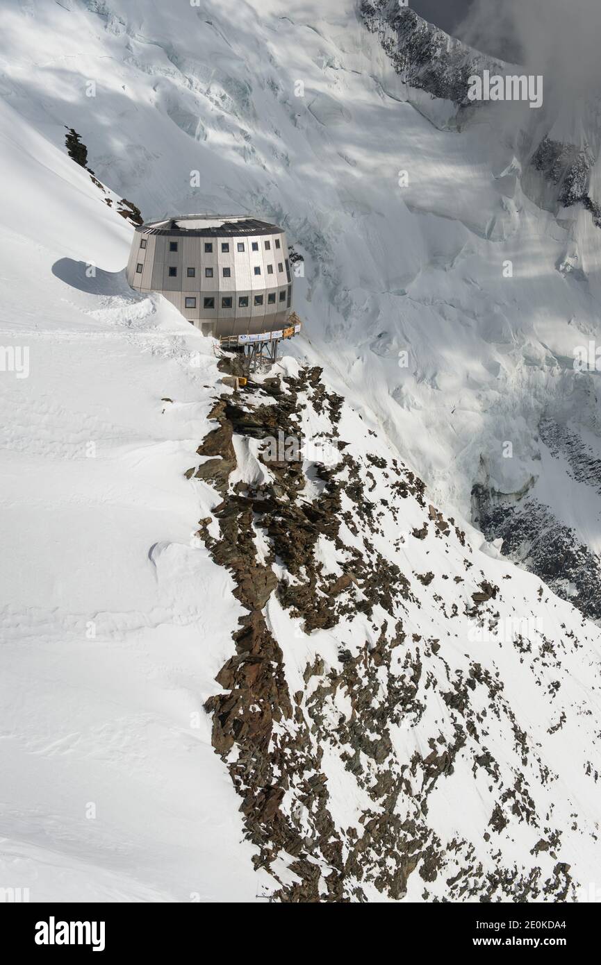 General view of the newly opened 'Refuge du Gouter' located near the ...