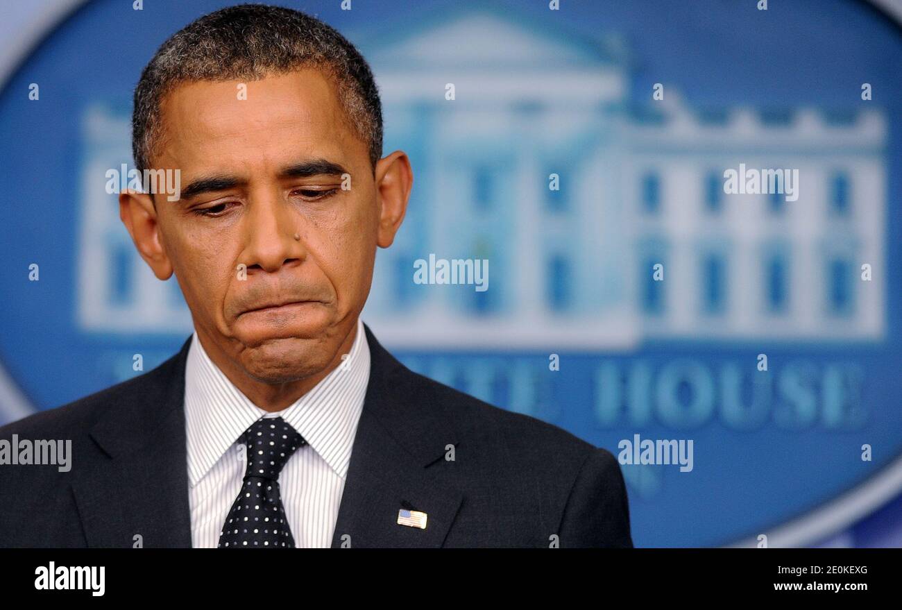 U.S. President Barack Obama speaks during the daily press briefing at ...