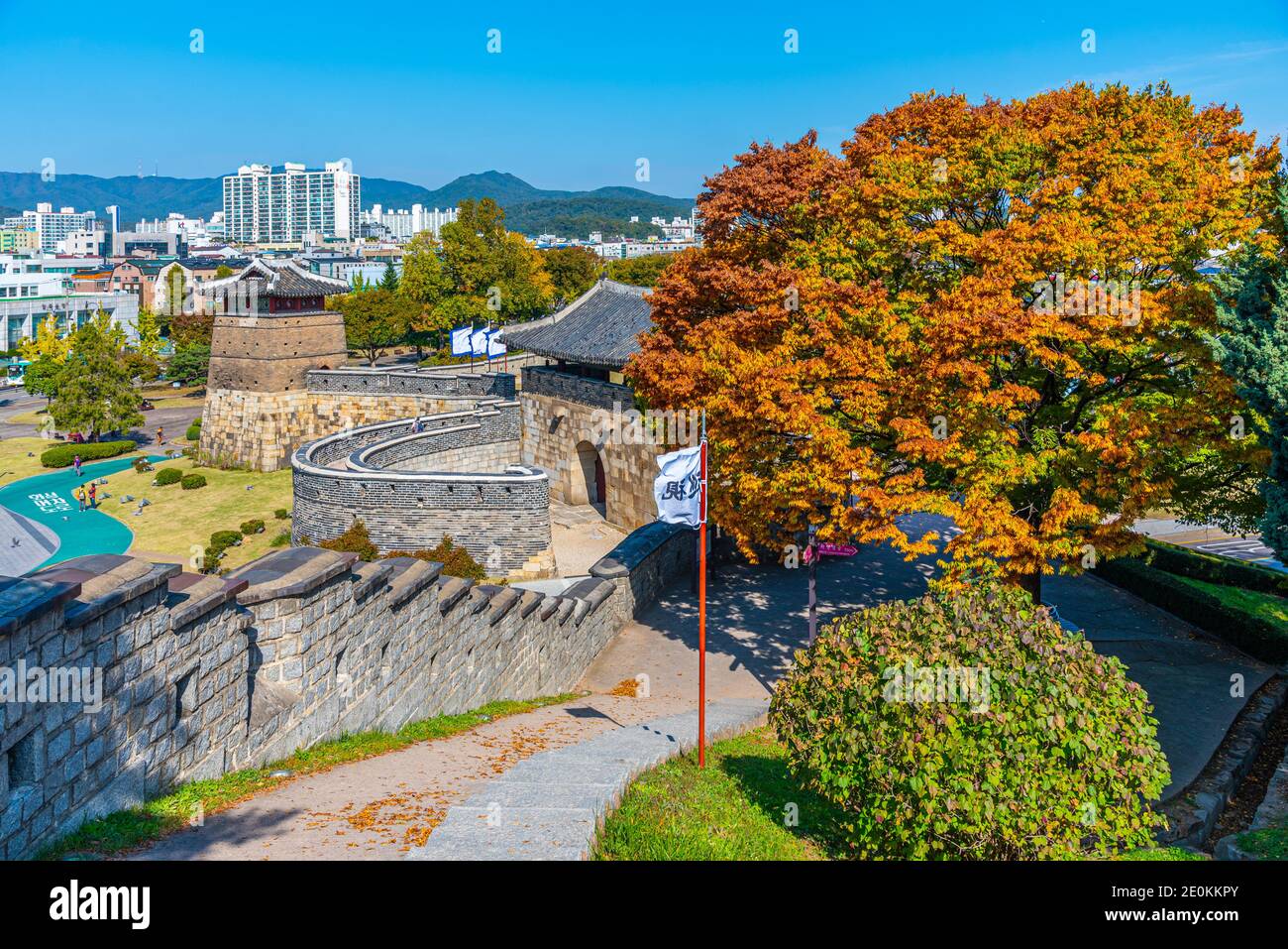 SUWON, KOREA, OCTOBER 24, 2019: Hwaseomun Gate of Hwaseong fortress at ...