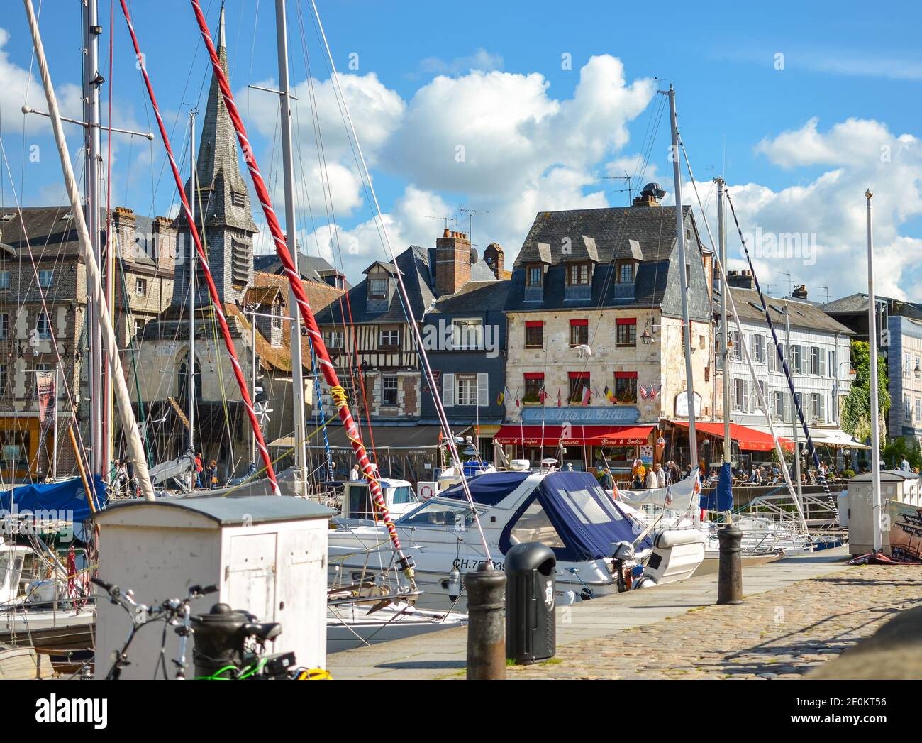 The historic fishing village of Honfleur, France, on the Normandy coast ...