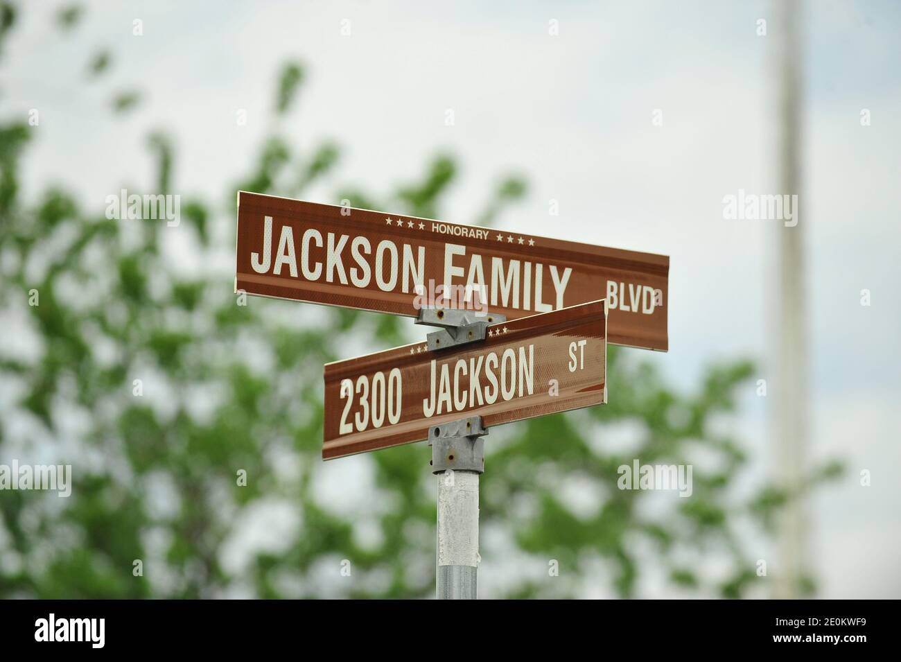 Outside the childhood home of pop star Michael Jackson in Gary, IN, USA ...