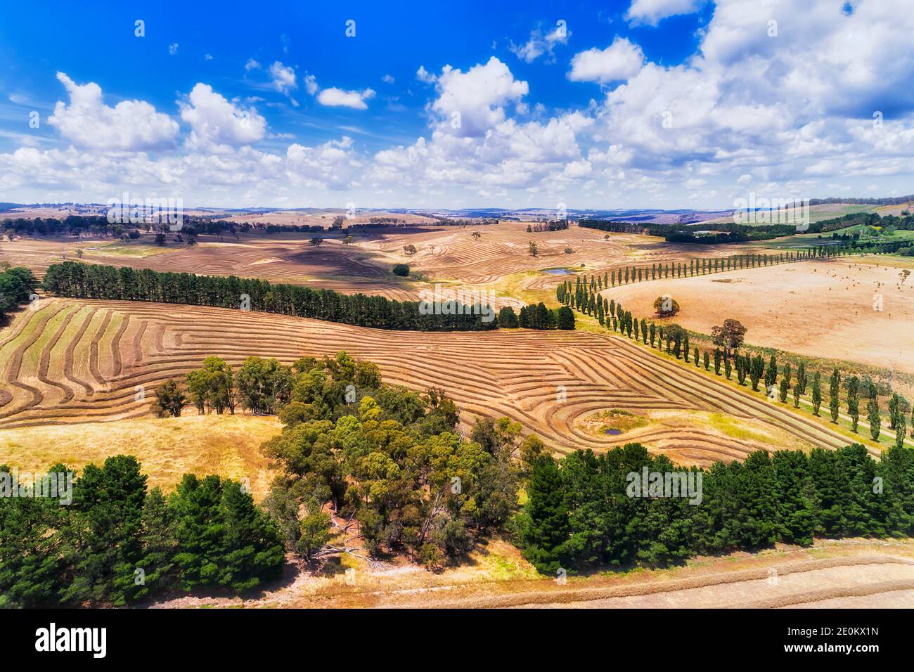 Cultivated agriculture farm fields on Central Tablelands of NSW ...