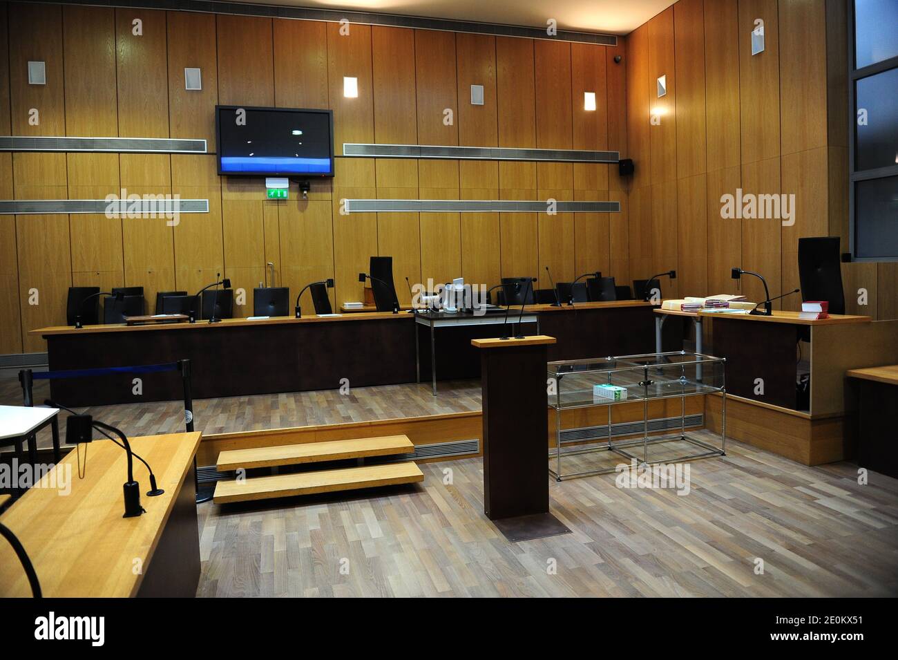 Atmosphere in the courtroom at the courthouse in Paris, France, on ...
