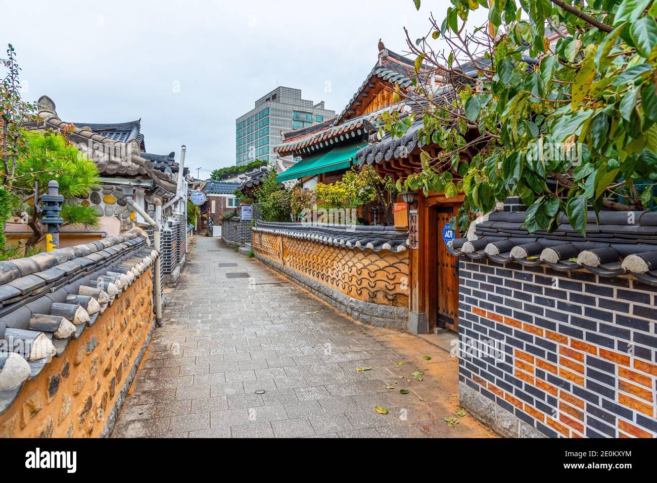 JEONJU, KOREA, OCTOBER 23, 2019: Aerial view of traditional hanok ...
