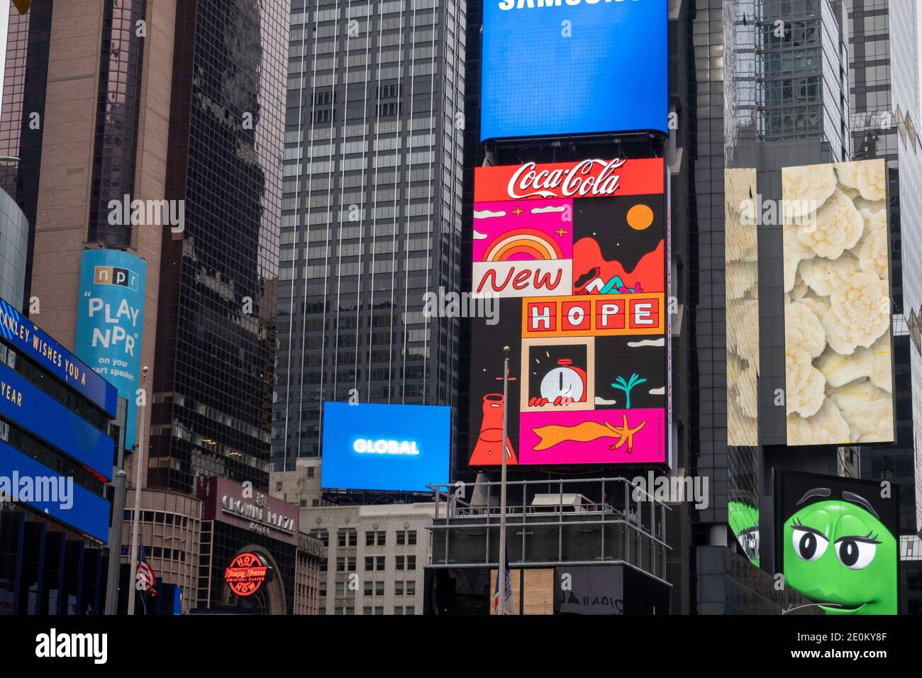 2021 New Years Day electronic billboards in Times Square, NYC, USA ...