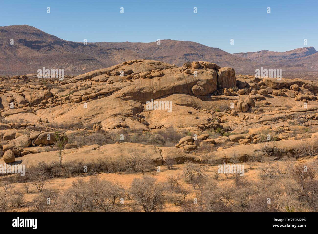 massive granite rock formation in the Erongo Mountains, Namibia Stock ...
