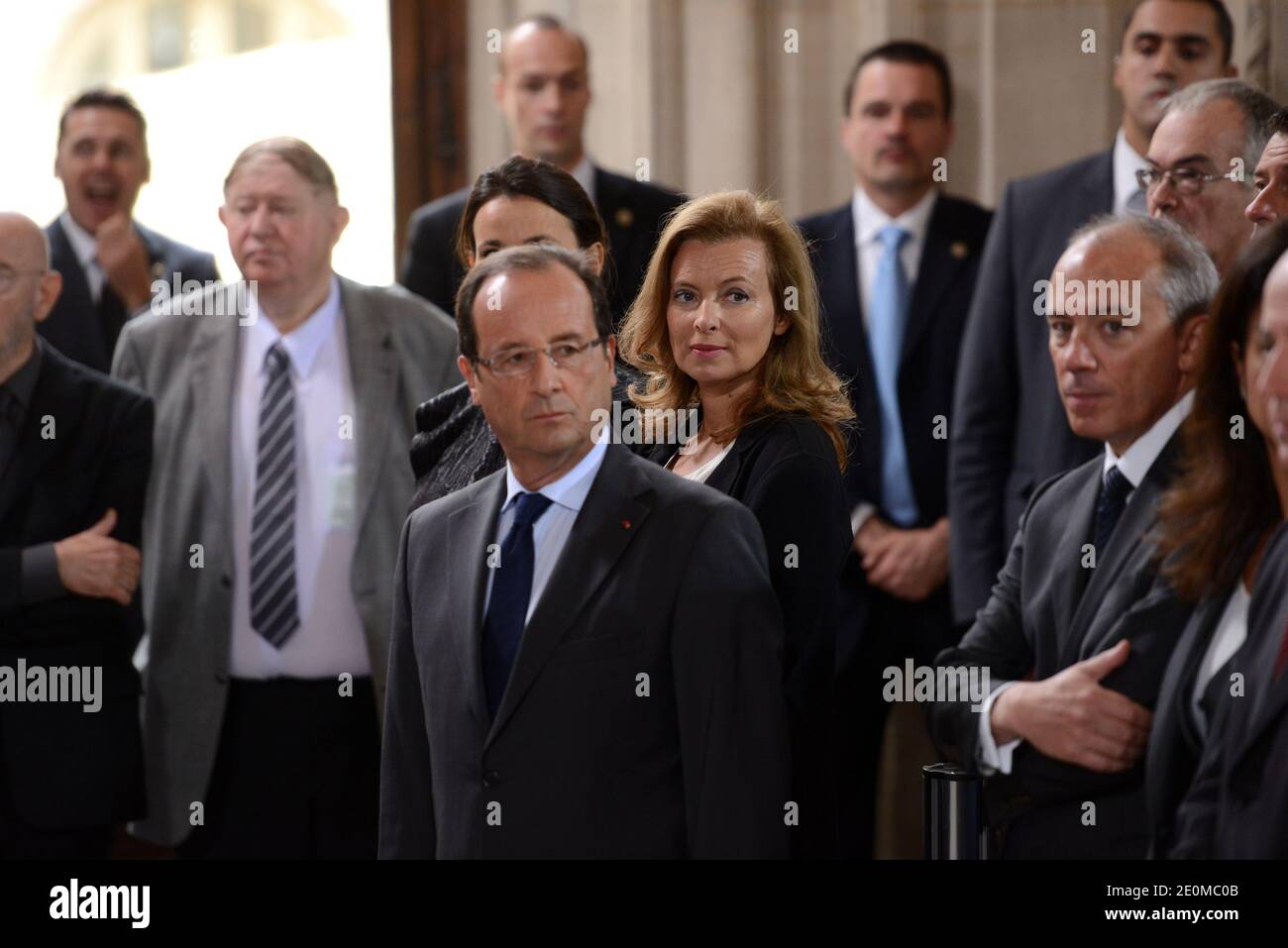 French President Francois Hollande, his companion Valerie Trierweiler ...