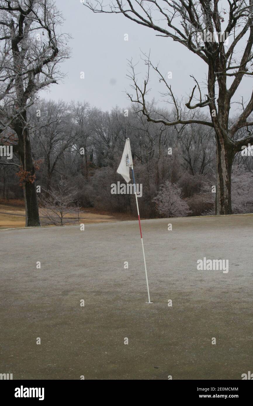 Golf Course after an Ice Storm in the first days of the New Years Stock ...
