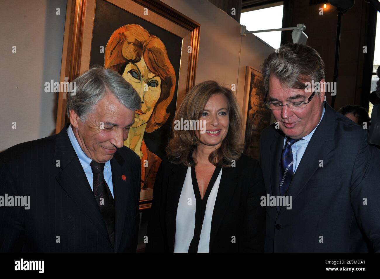 French President's companion Valerie Trierweiler flanked by son of late ...