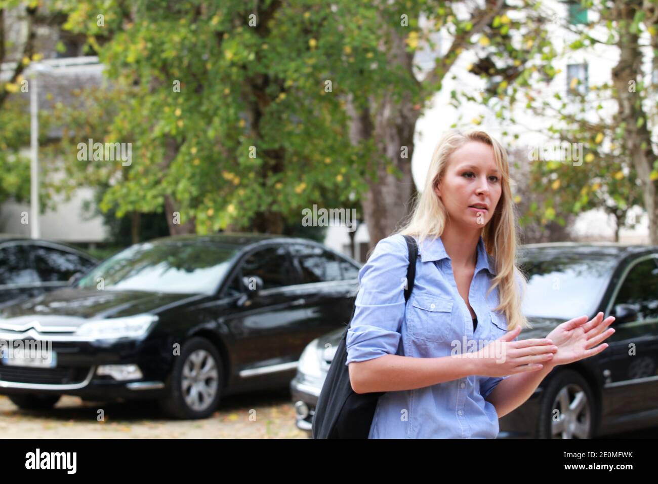 FN MP Marion Marechal-Le Pen arrives at the Front National summer days ...