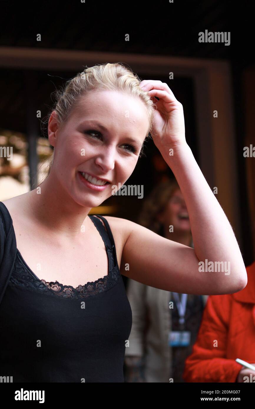 FN MP Marion Marechal-Le Pen leaves after a meeting at the Front ...