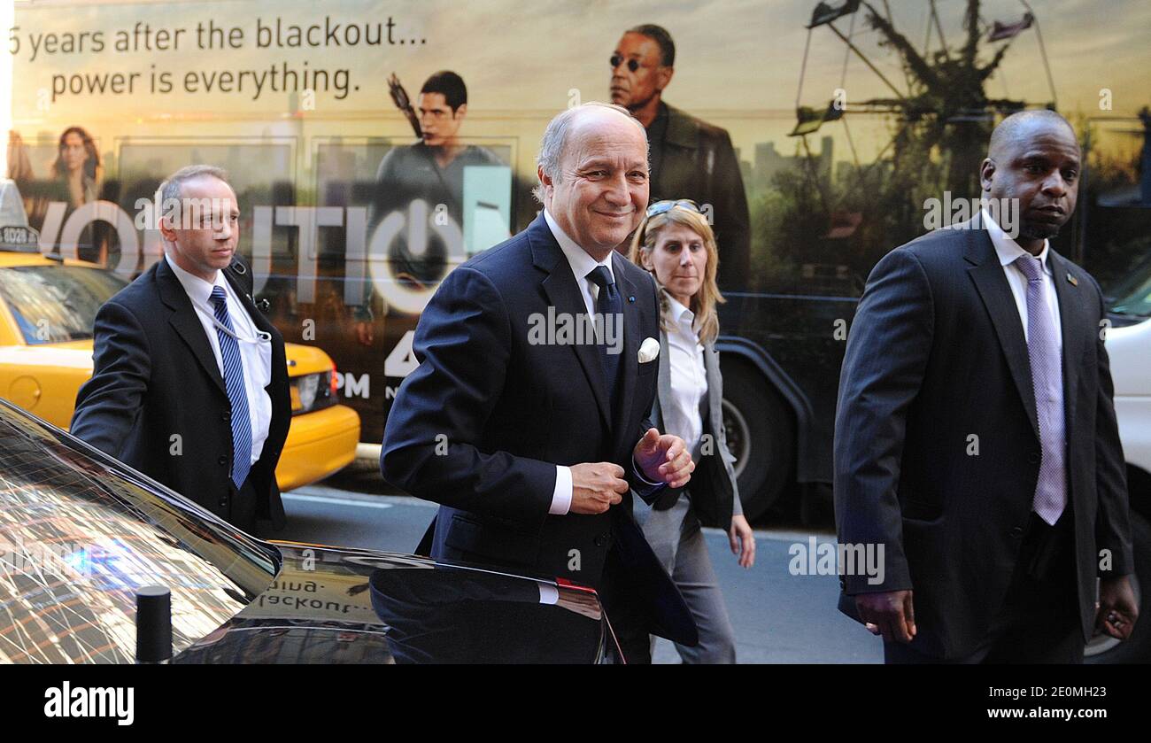 French Foreign Minister Laurent Fabius is spotted in New-York City, NY ...