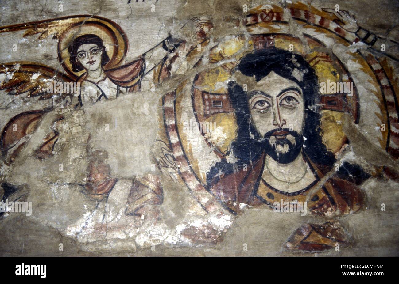 Coptic mural from Deir al-Muharraq, Coptic Christian monastery, Egypt ...