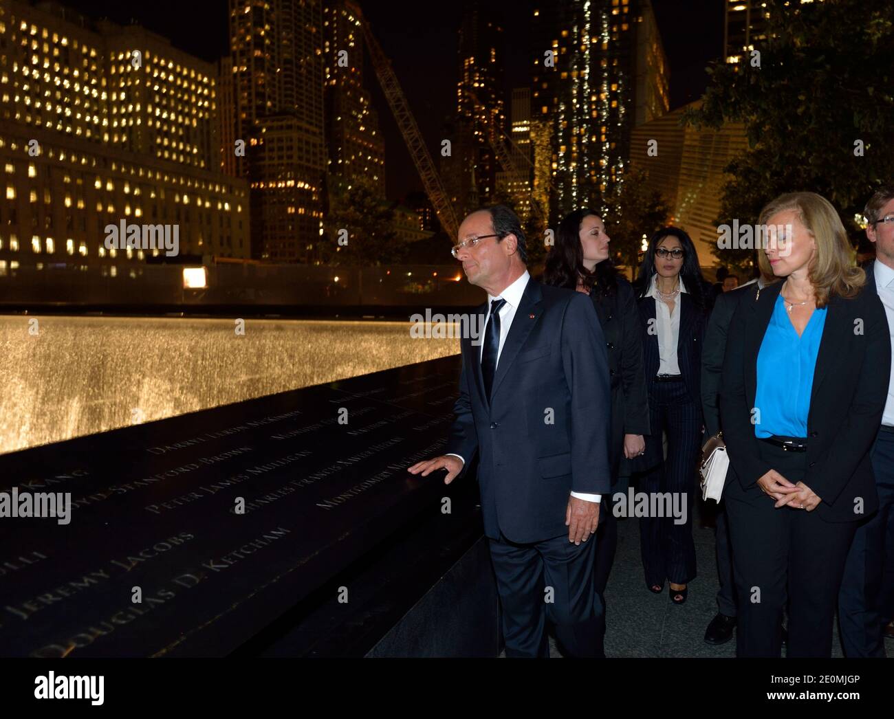 French President Francois Hollande and his companion Valerie Trierweiler visit Ground Zero in ...