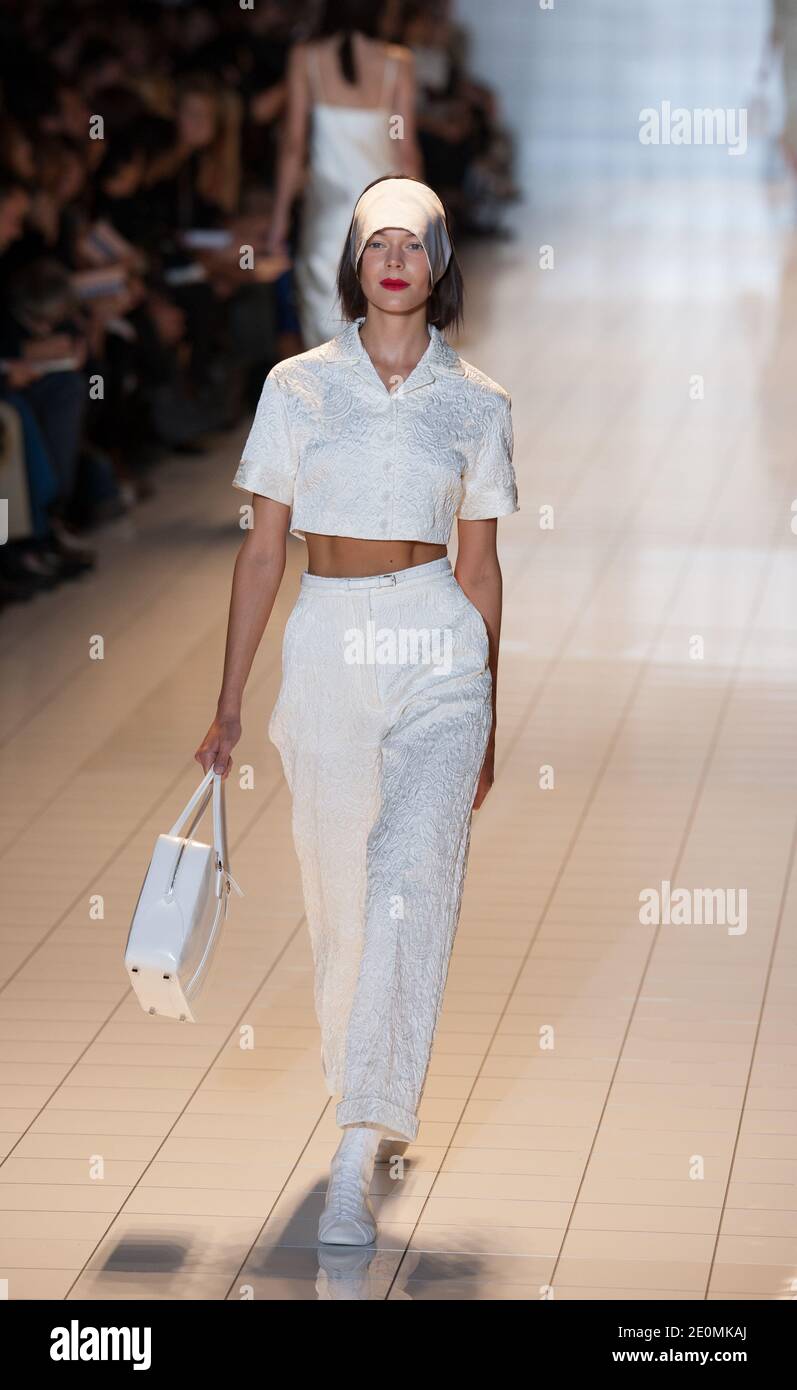 A model displays a creation by Italian-Swedish fashion designer Marco ...