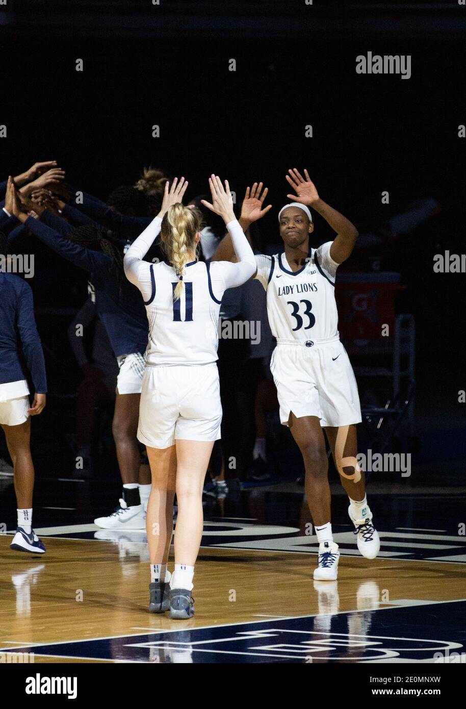 PSU starting 5 introduction during the Big Ten Conference game between ...