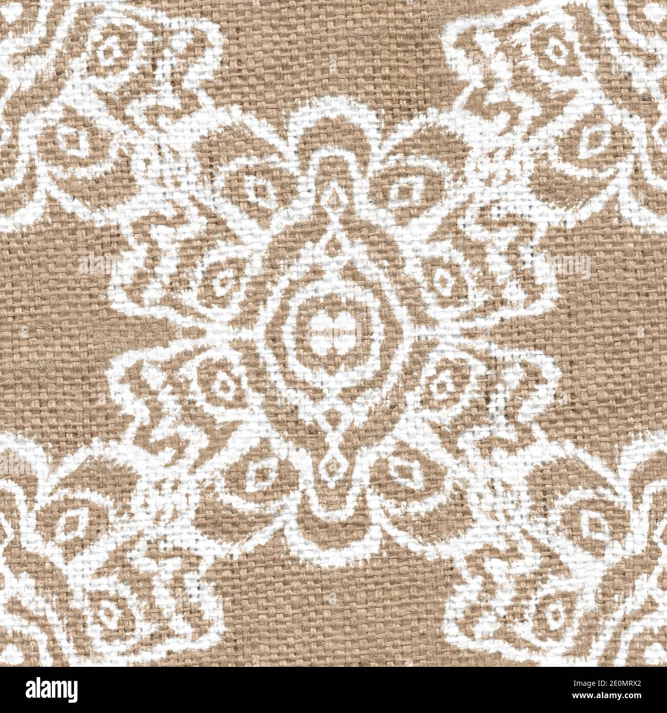 Seamless burlap with white paint pattern overlay Stock Photo - Alamy