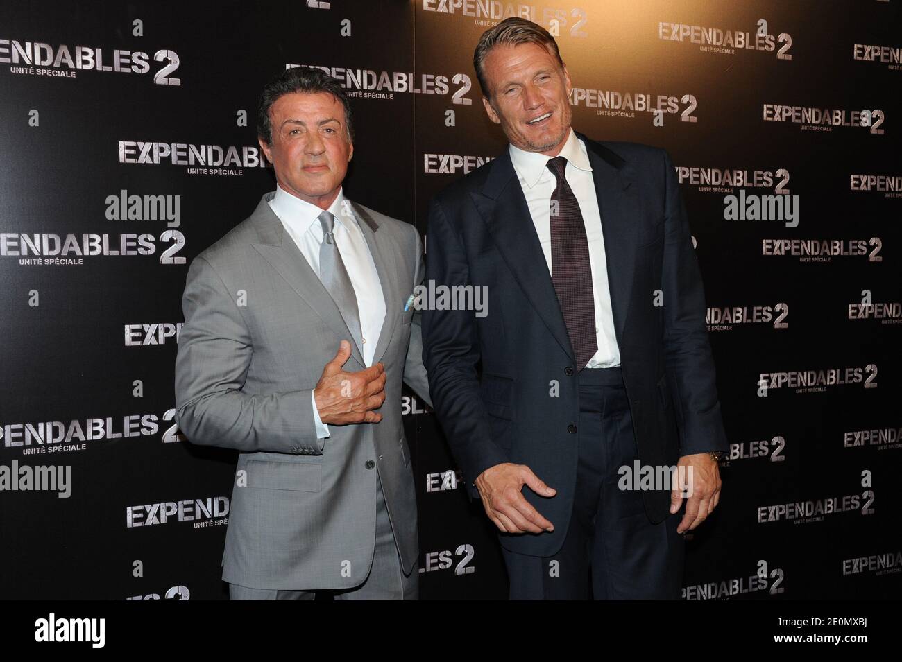 Sylvester Stallone and Dolph Lundgren attend 'The Expendables 2' at Le ...