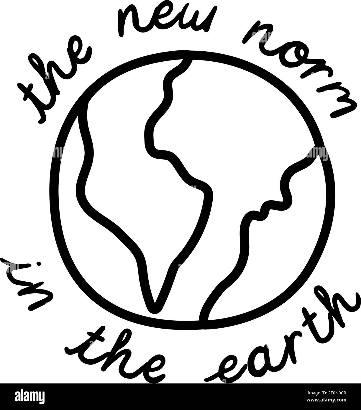 new normal lettering campaign with earth planet hand made line style ...