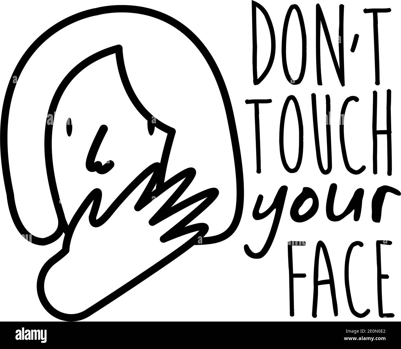 dont touch your face lettering campaign with woman line style vector ...