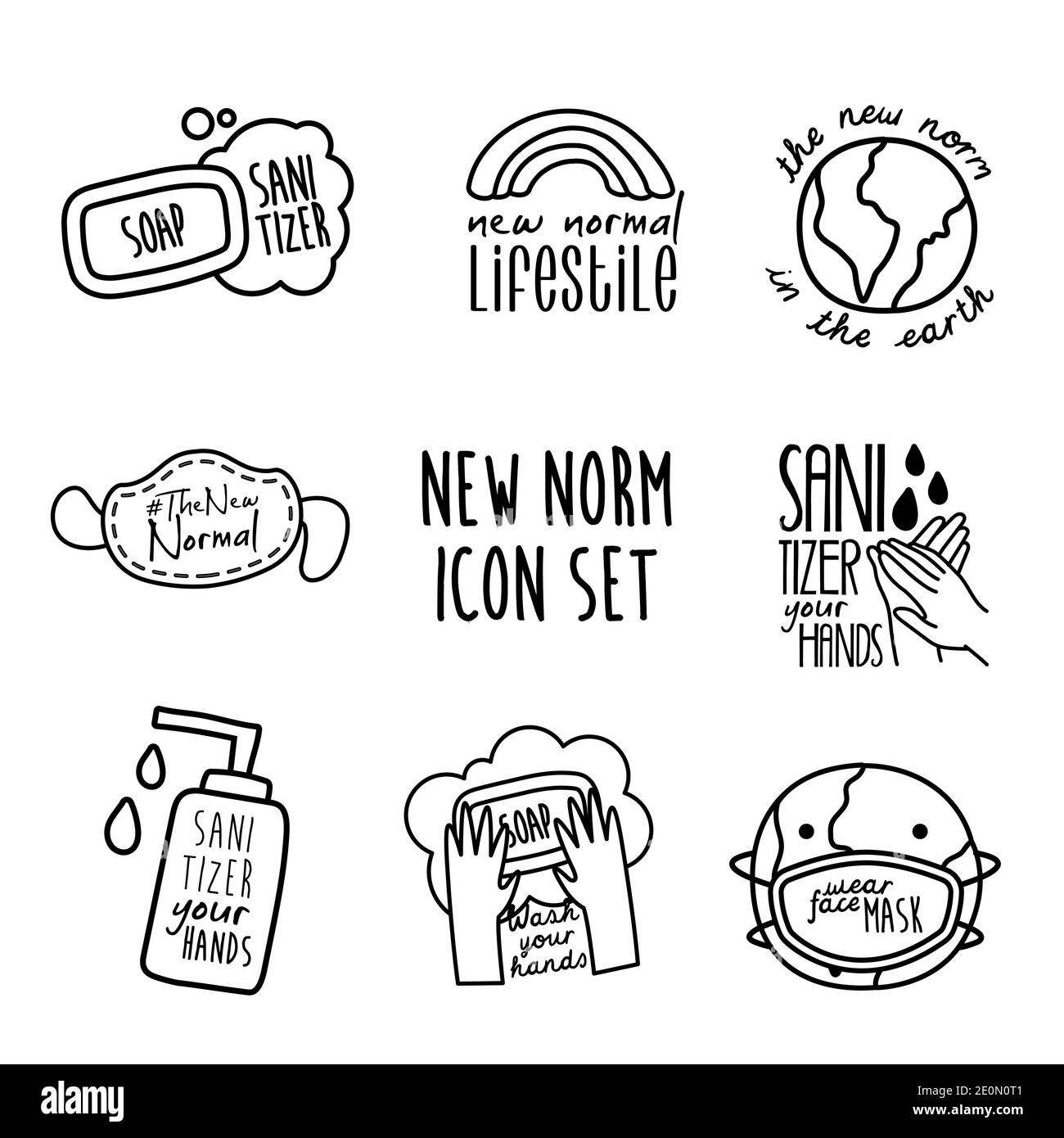 bundle of eight new norm letterings campaign set line style icons ...
