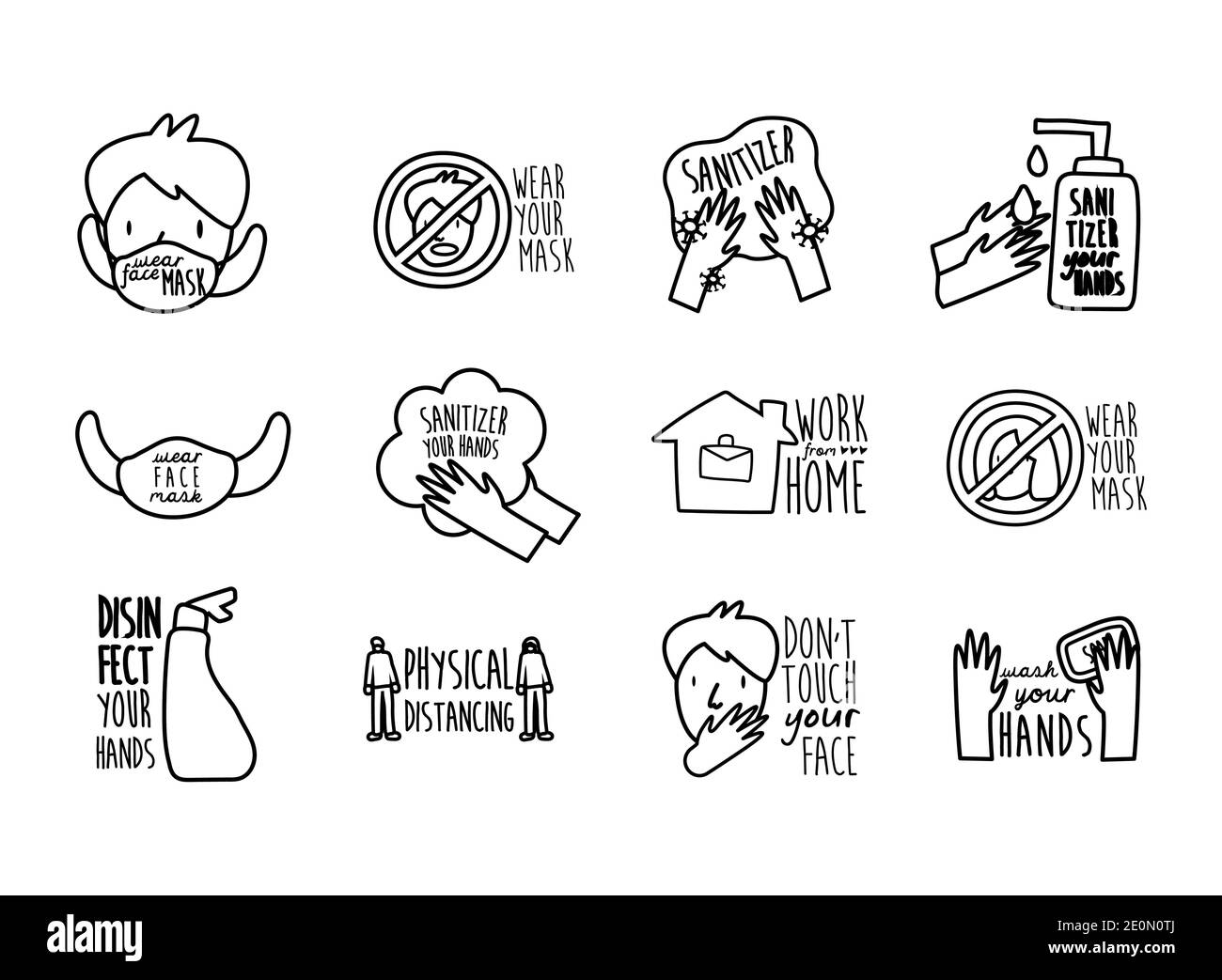 bundle of twelve new norm letterings campaign set line style icons ...