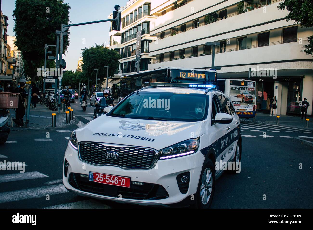 Tel Aviv Israel December 31, 2020 View of a traditional Israeli police ...