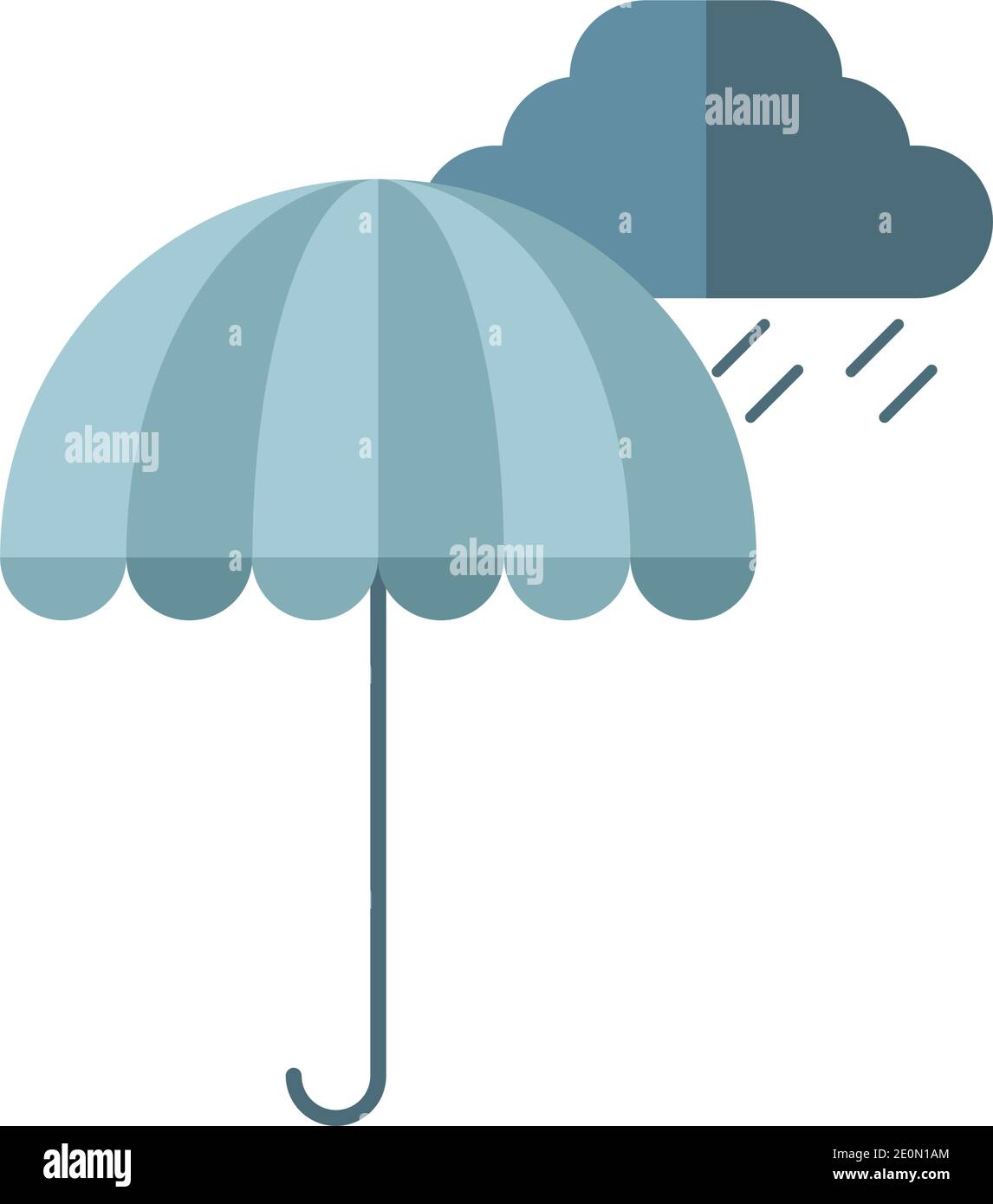 striped umbrella with cloud and rain design, rain and weather theme ...