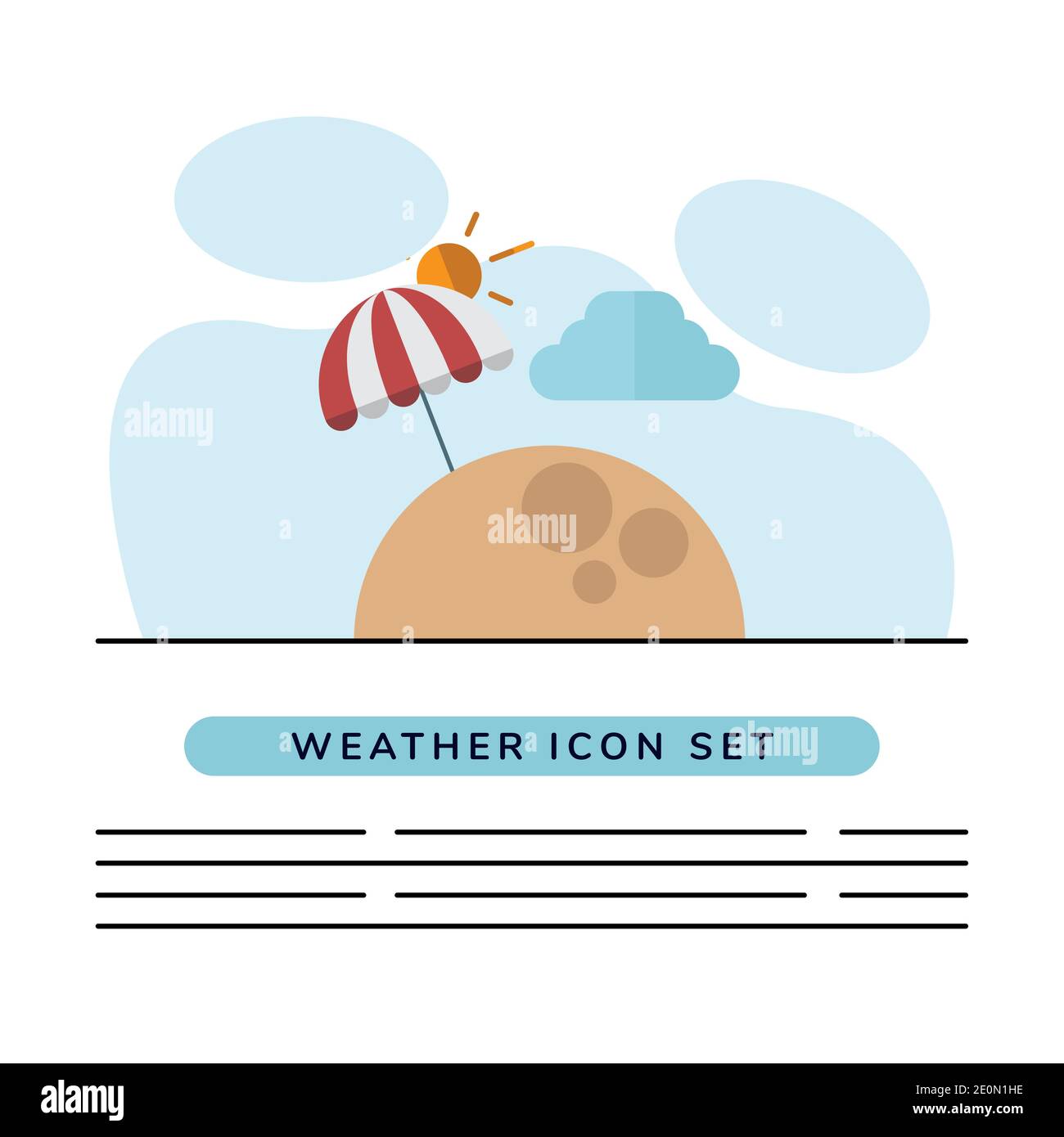 weather icon set with umbrella on beach design, Weather sky nature ...