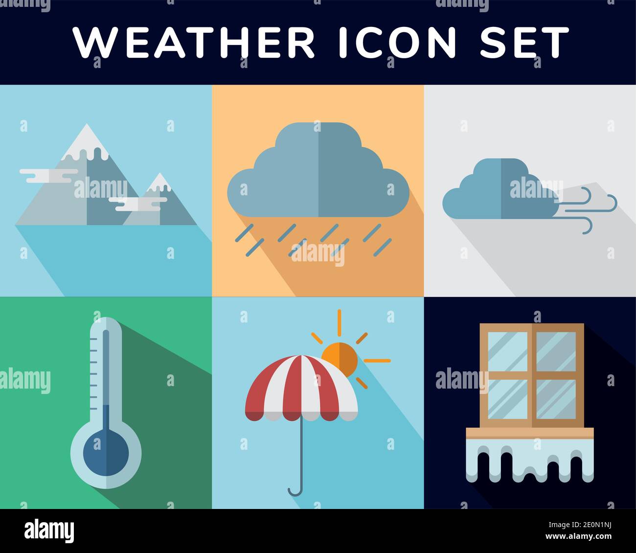 weather icon bundle design, Weather sky nature climate season and ...
