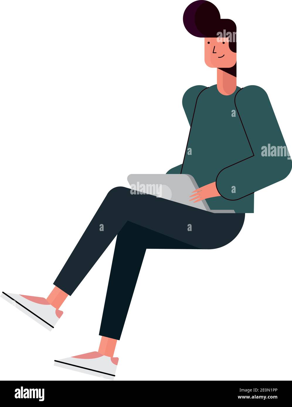 Boy cartoon with laptop design, Digital technology and communication ...
