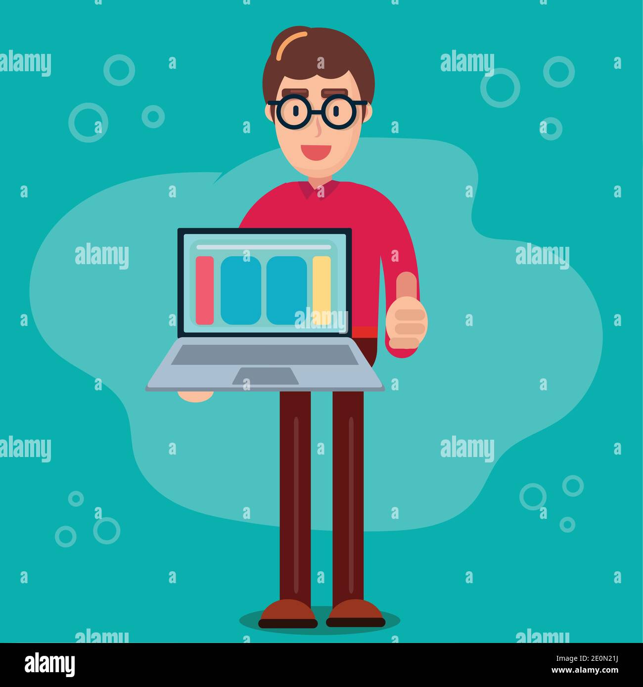 businessman holding laptop for business concept vector illustration ...