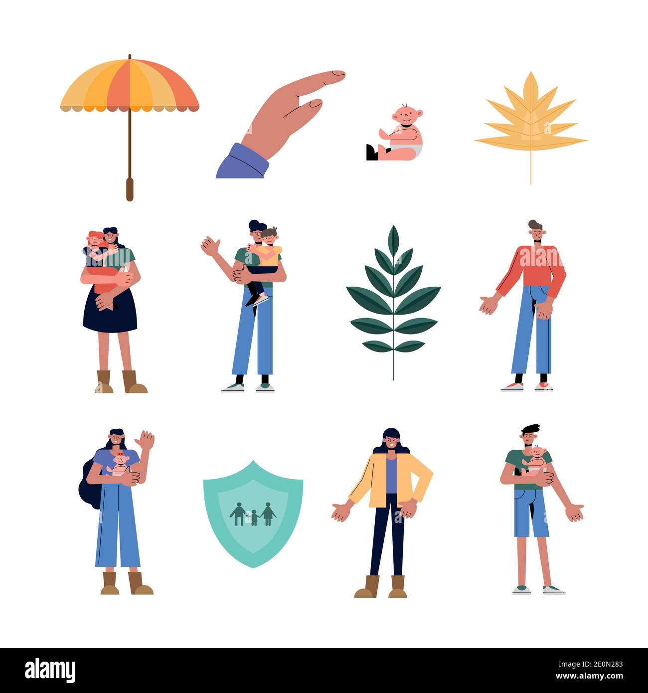 Family protection icon set design, Insurance health care and security ...