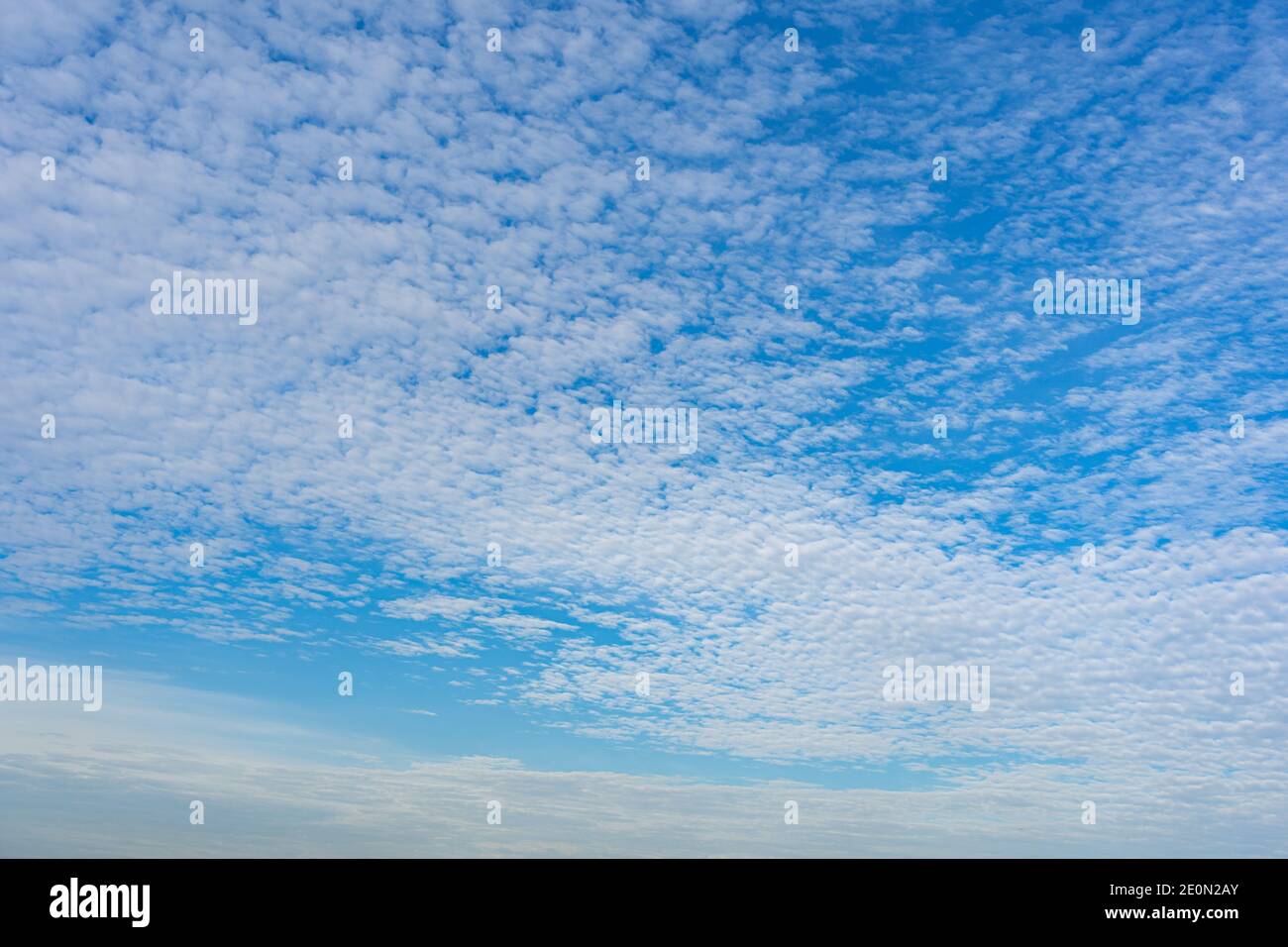 Panoramic photo of beautiful cirrocumulus clouds on blue sky Stock ...