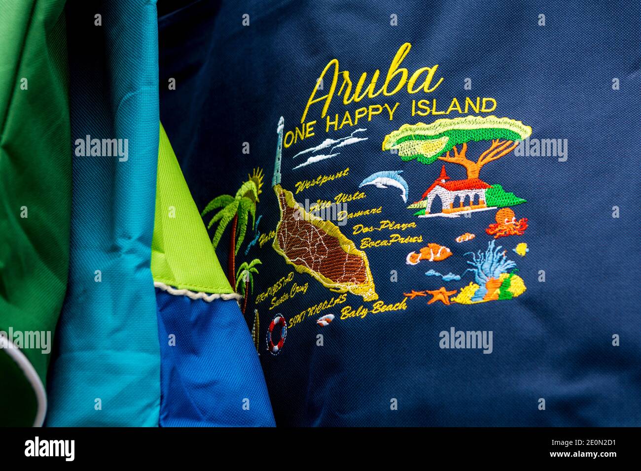 Souvenirs bags at the local market in Oranjestad, Aruba Stock Photo - Alamy