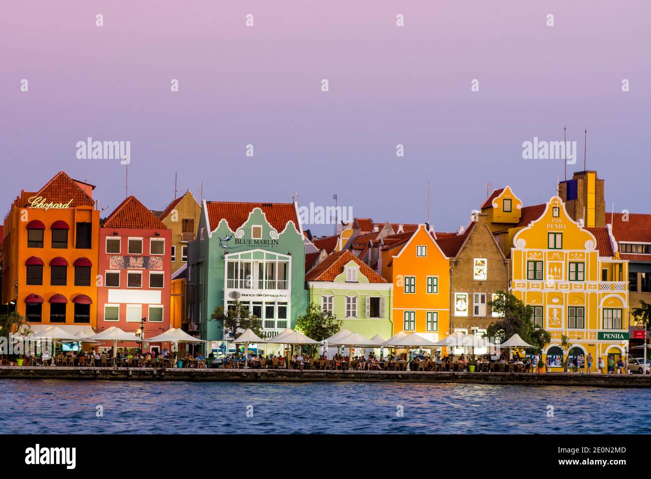 Colourful buildings, architecture in capital city Willemstad, Curacao ...