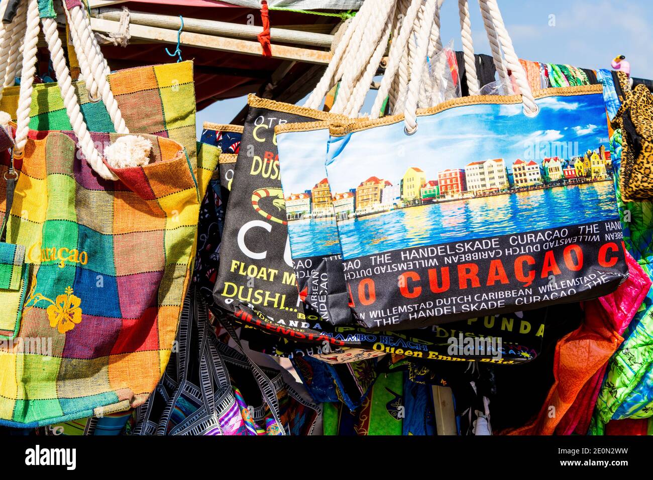 Souvenir bags in the local market, Willemstad, Curacao Stock Photo - Alamy