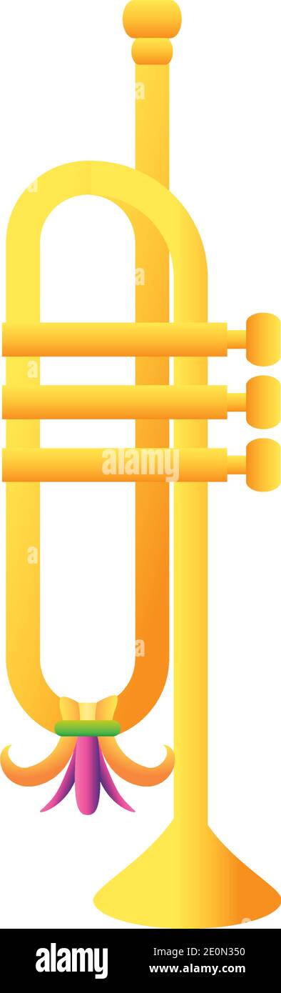 mardi gras trumpet music instrument with feathers vector illustration ...