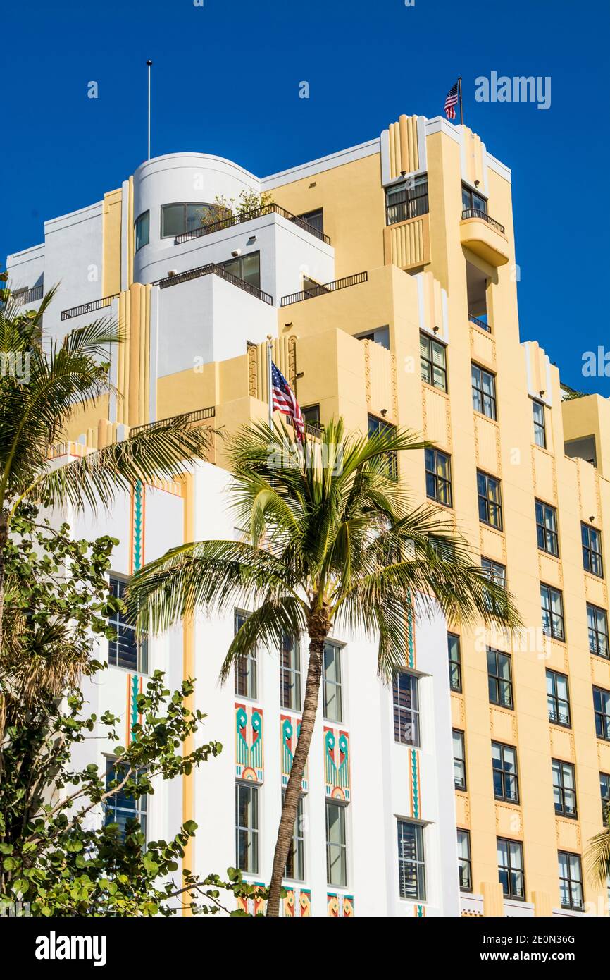 Art Deco architecture in South Beach district, Miami, Florida Stock ...