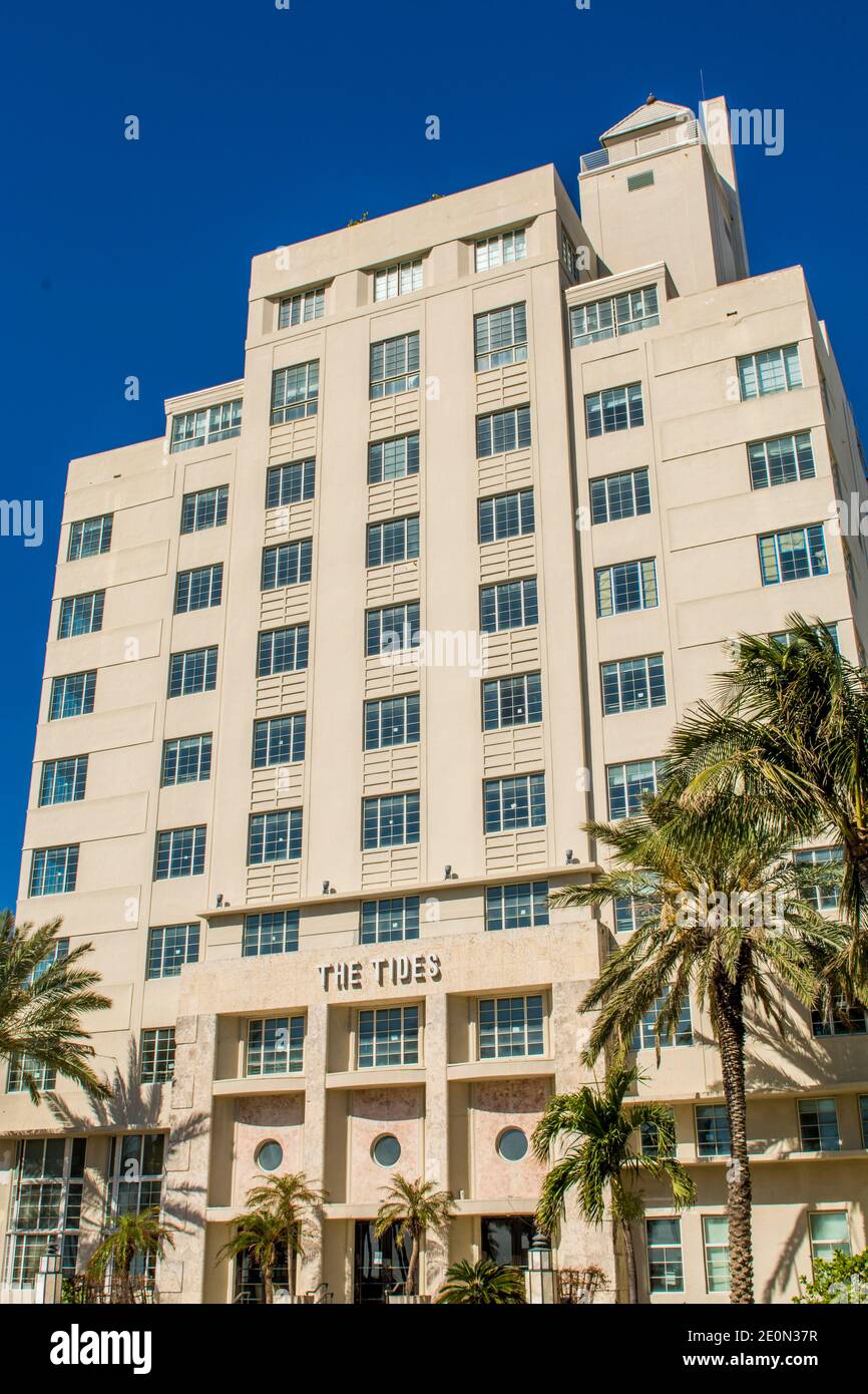 Art Deco architecture in South Beach district, Miami, Florida Stock ...