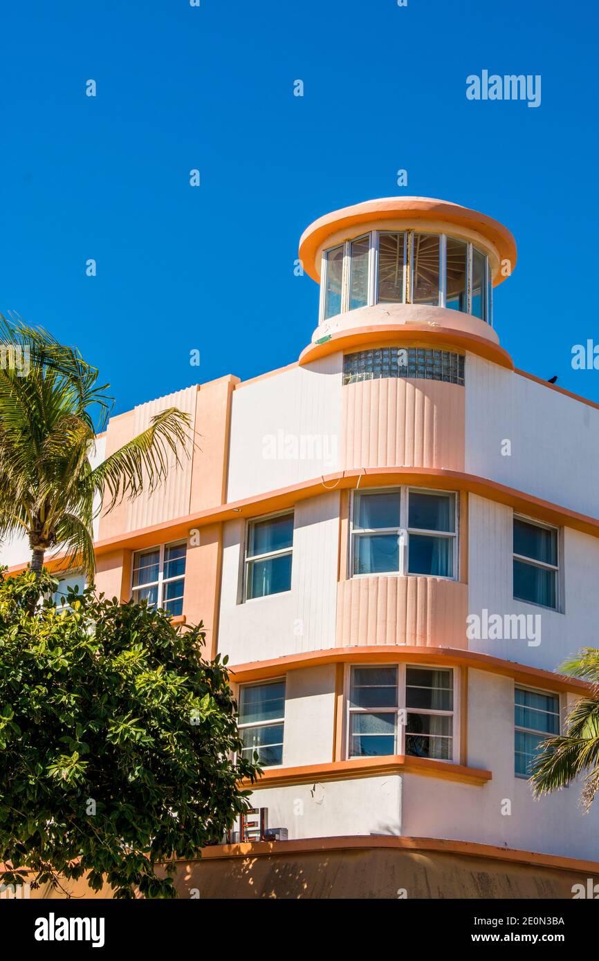 Art Deco architecture in South Beach district, Miami, Florida Stock ...