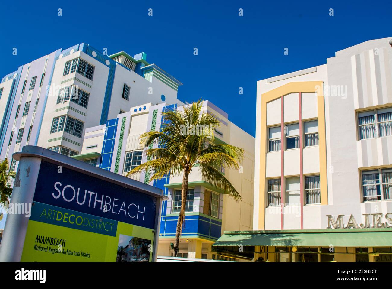 Art Deco architecture in South Beach district, Miami, Florida Stock ...