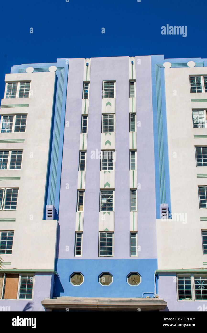 Art Deco architecture in South Beach district, Miami, Florida Stock ...